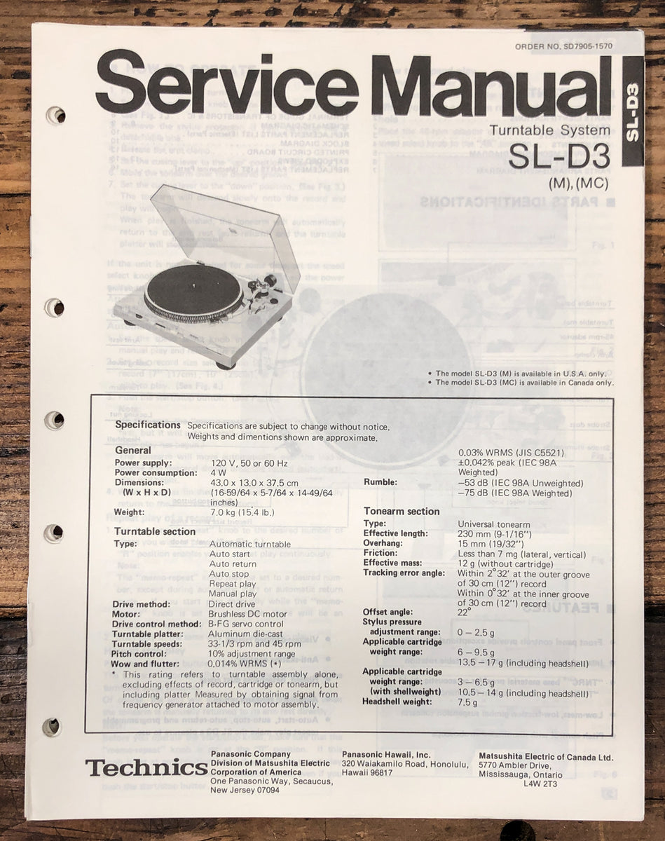 Turntable Service Manual *Original* – Vintage Audio Store - Vintage ...
