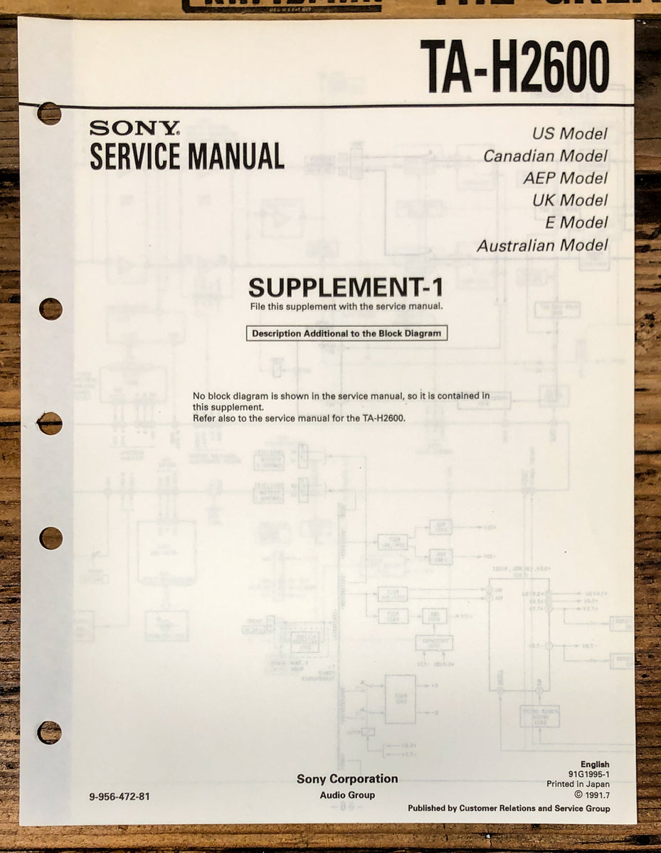 Amplifier Service Manual *Original* – Vintage Audio Store - Vintage ...