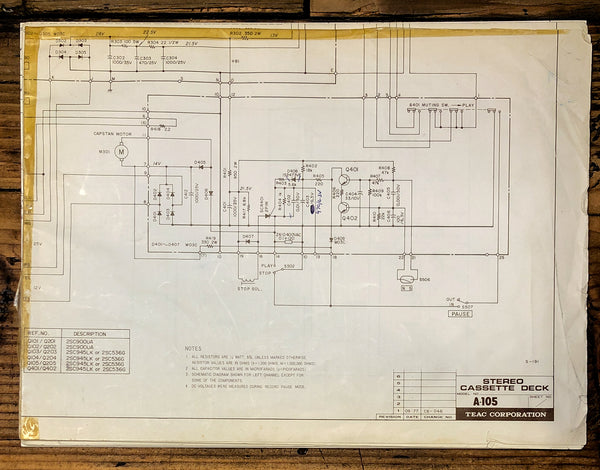 Cassette Fold Out Schematic *Original* – Vintage Audio Store - Vintage ...