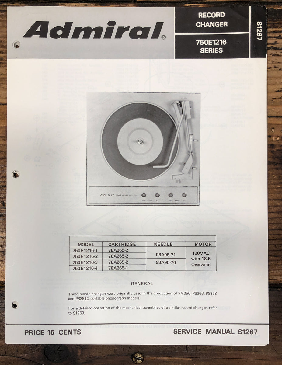 Record Player / Turntable Service Manual – Vintage Audio Store ...