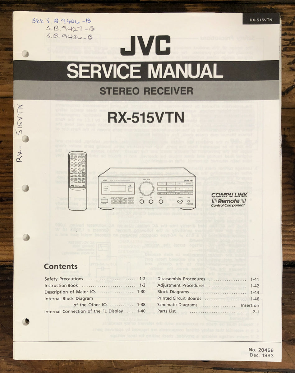 Receiver Service Manual *Original* – Vintage Audio Store - Vintage ...