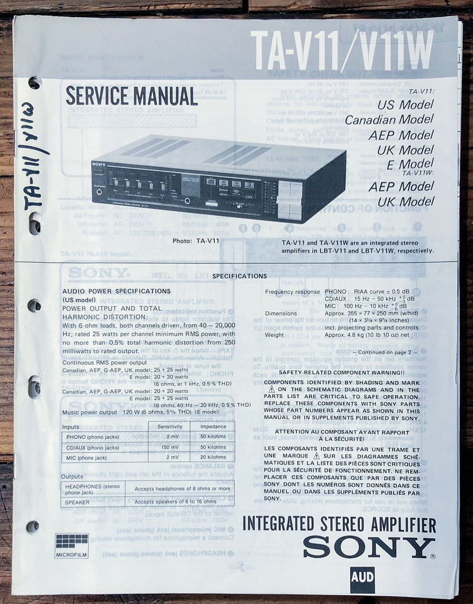 Amplifier Service Manual *Original* – Vintage Audio Store - Vintage ...