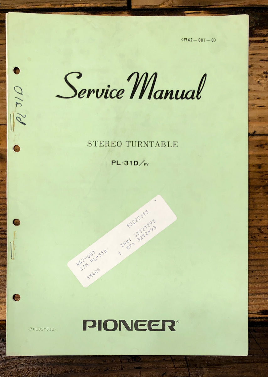 Record Player / Turntable Service Manual – Vintage Audio Store ...
