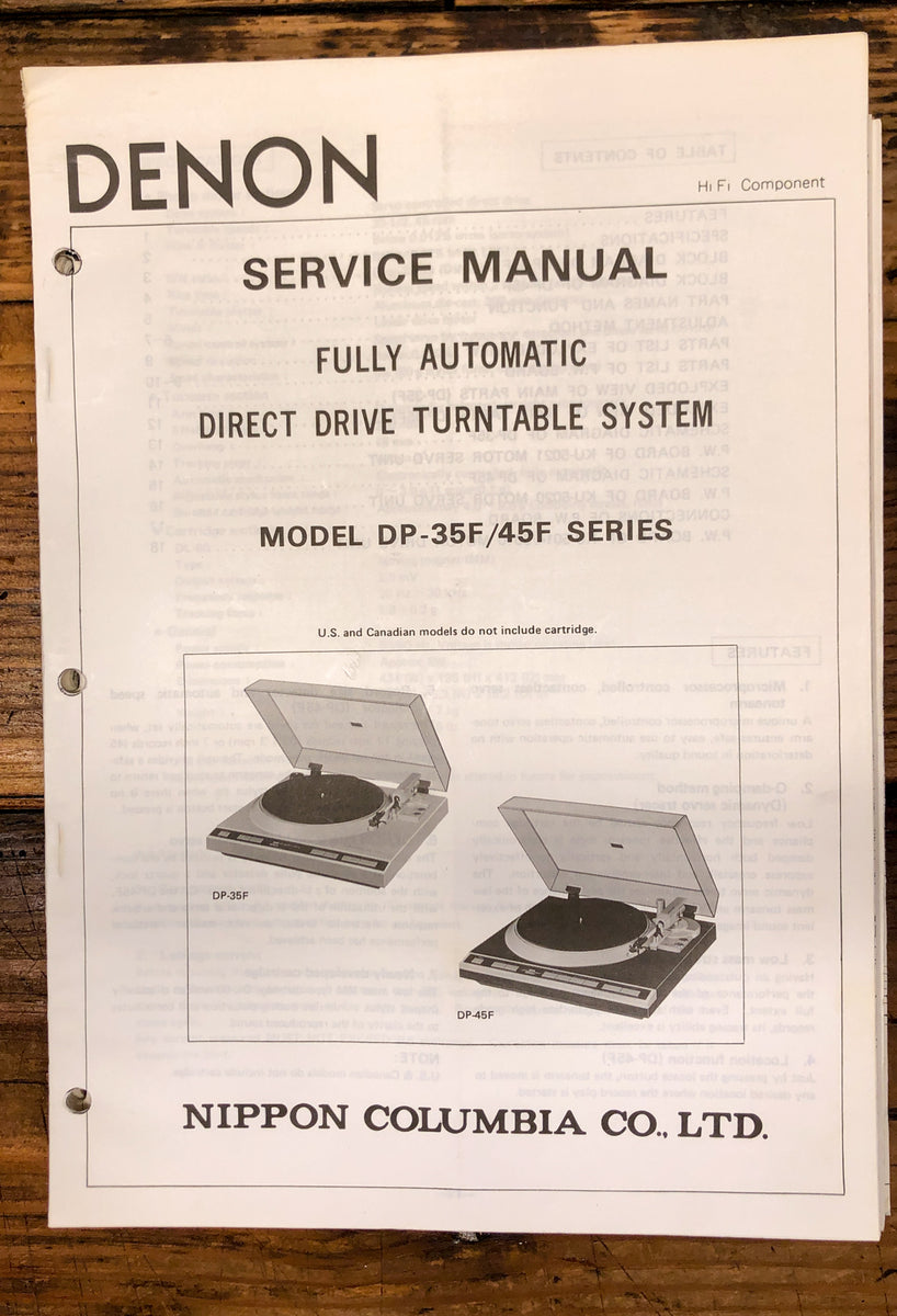 Record Player / Turntable Service Manual *Original* – Vintage Audio ...