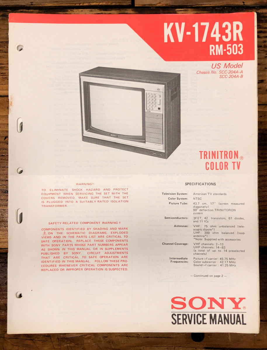 Television / TV Service Manual *Original* – Vintage Audio Store ...