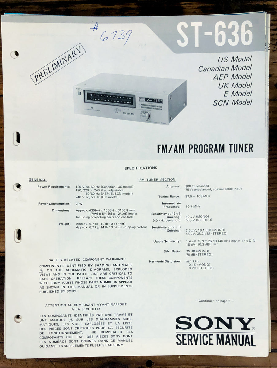 Tuner Service Manual *Original* – Vintage Audio Store - Vintage Service ...