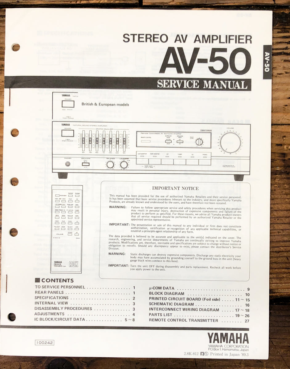 Amplifier Service Manual *Original* – Vintage Audio Store - Vintage ...