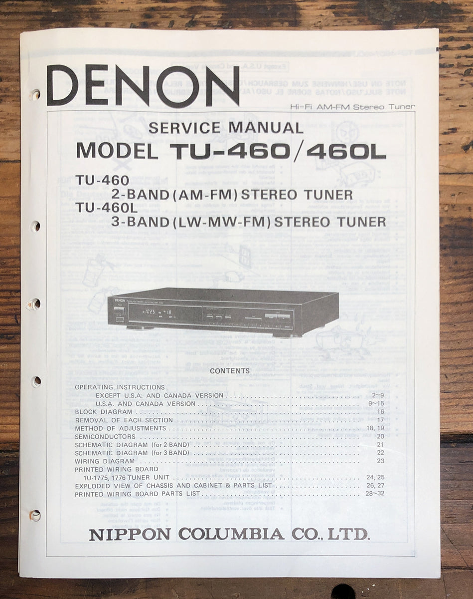 Tuner Service Manual *Original* – Vintage Audio Store - Vintage Service ...