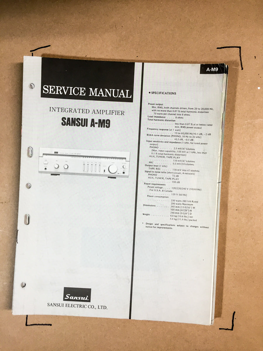 Sansui A-M9 Integrated Amplifier Service Manual *Original* – Vintage ...