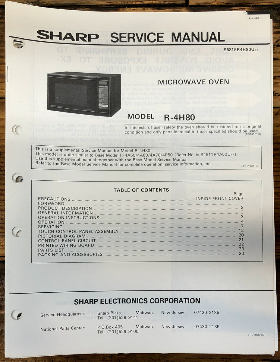 Microwave Service Manual *Original* – Vintage Audio Store - Vintage ...