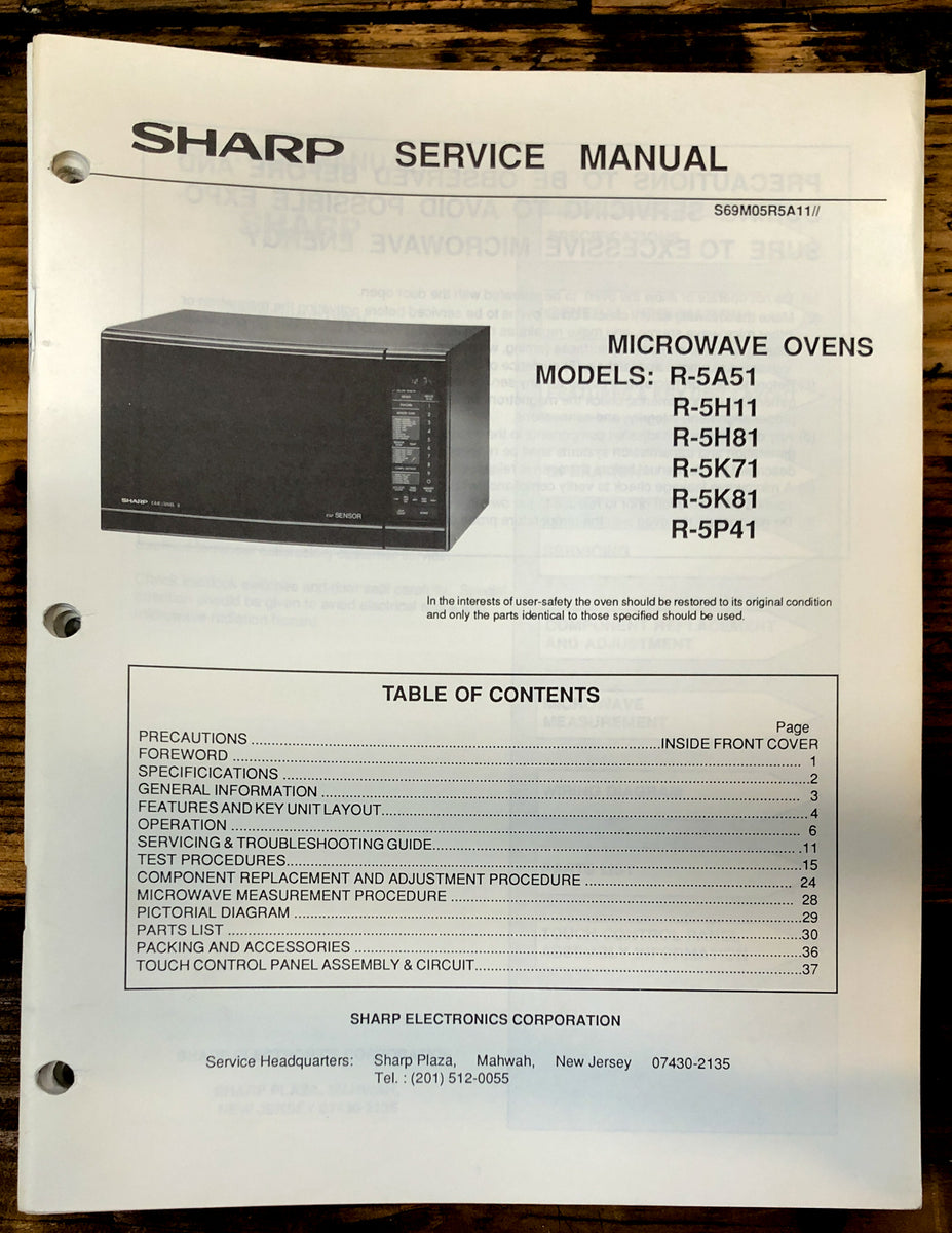 Microwave Service Manual *Original* – Vintage Audio Store - Vintage ...