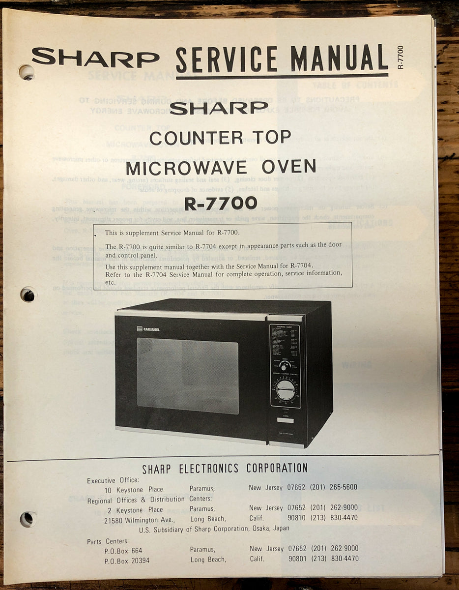 Microwave Service Manual *Original* – Vintage Audio Store - Vintage ...