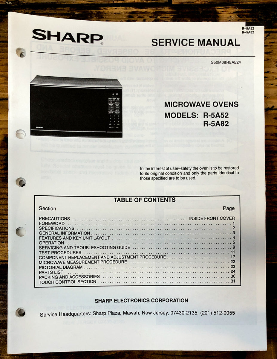 Microwave Service Manual *Original* – Vintage Audio Store - Vintage ...