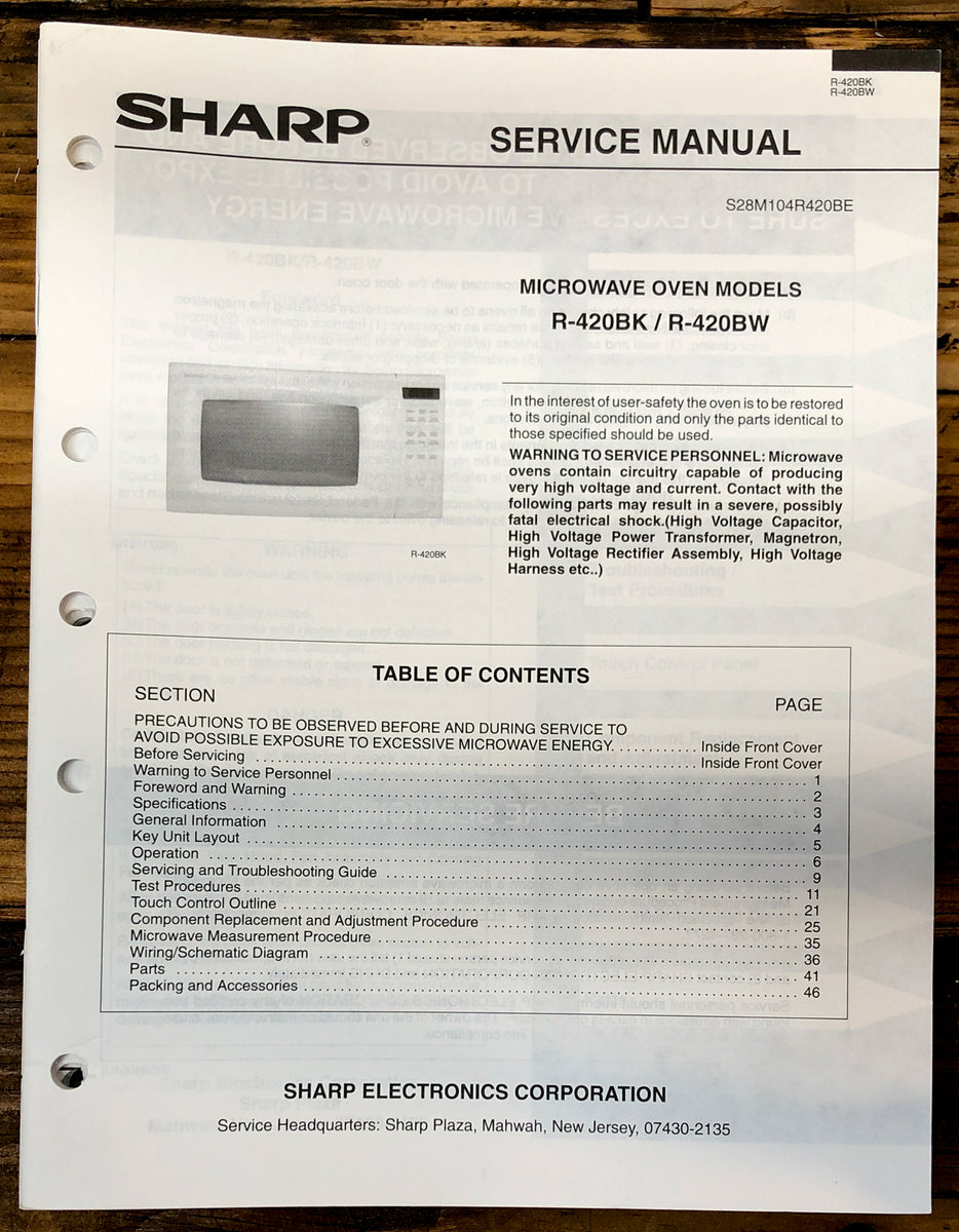 Microwave Service Manual *Original* – Vintage Audio Store - Vintage ...
