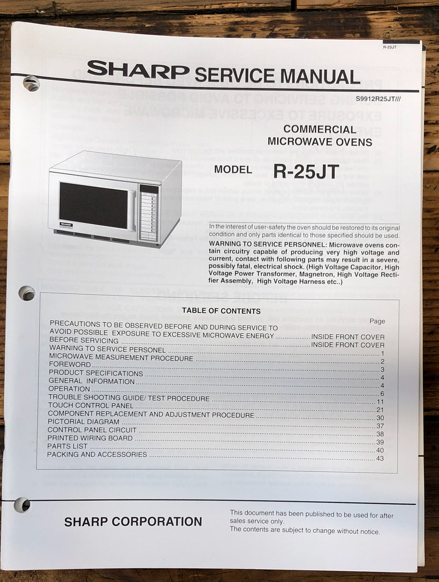Microwave Service Manual *Original* – Vintage Audio Store - Vintage ...