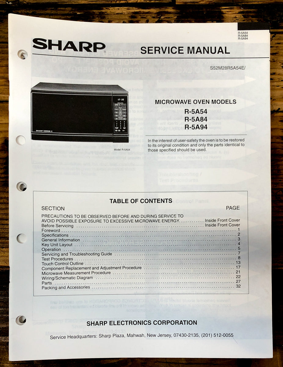 Microwave Service Manual *Original* – Vintage Audio Store - Vintage ...