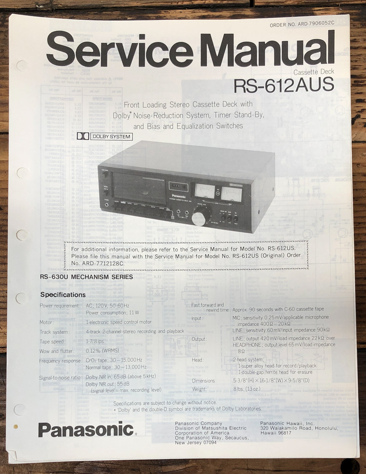 Cassette Service Manual *Original* – Vintage Audio Store - Vintage ...