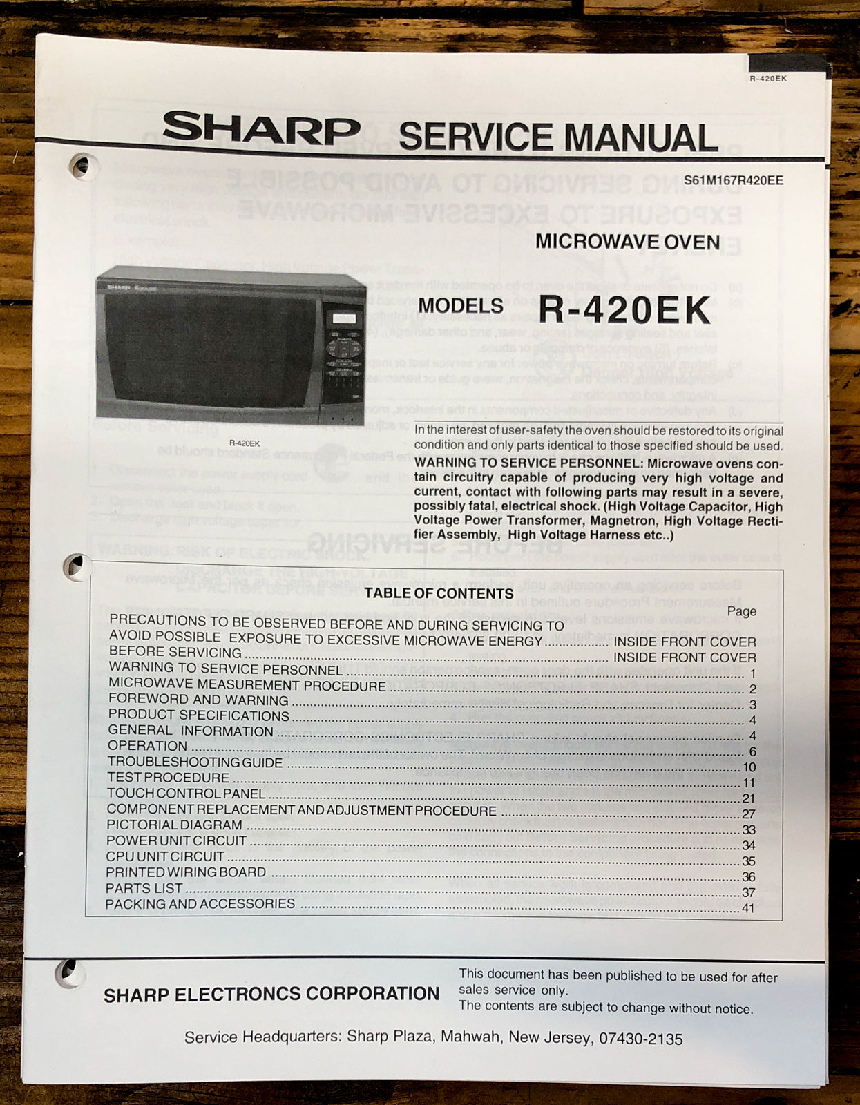 Microwave Service Manual *Original* – Vintage Audio Store - Vintage ...