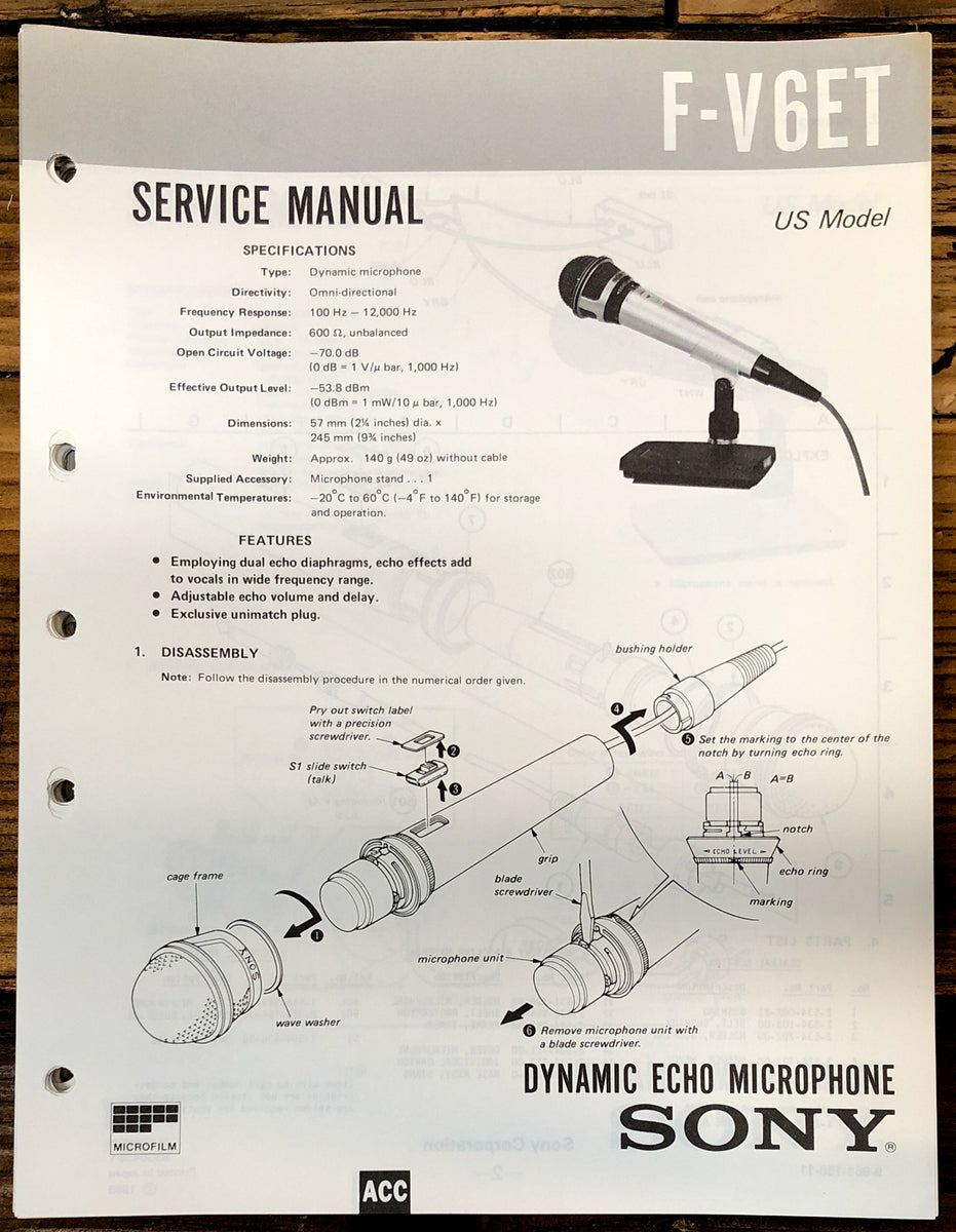 Microphone Service Manual *Original* – Vintage Audio Store - Vintage ...