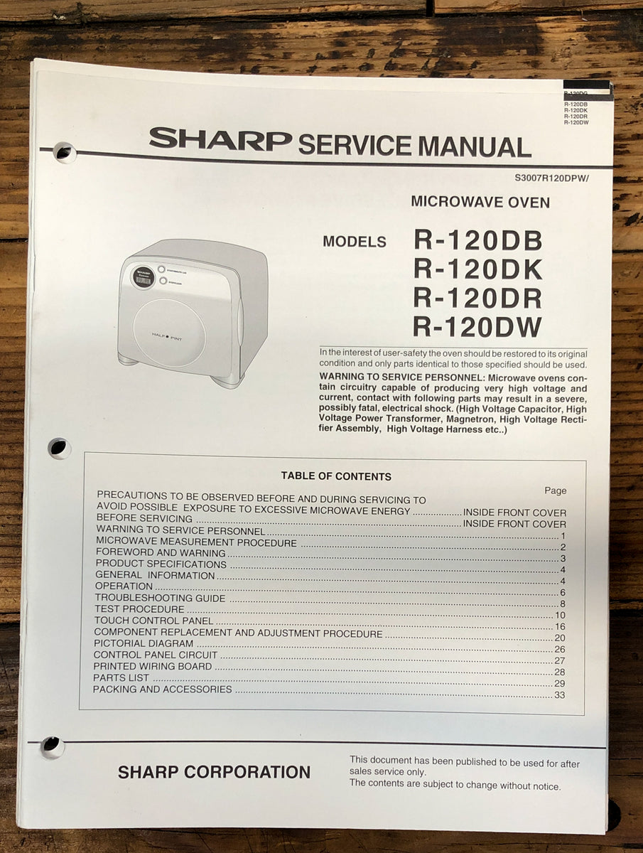 Microwave Service Manual *Original* – Vintage Audio Store - Vintage ...