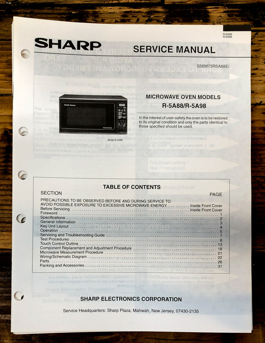 Microwave Service Manual *Original* – Vintage Audio Store - Vintage ...