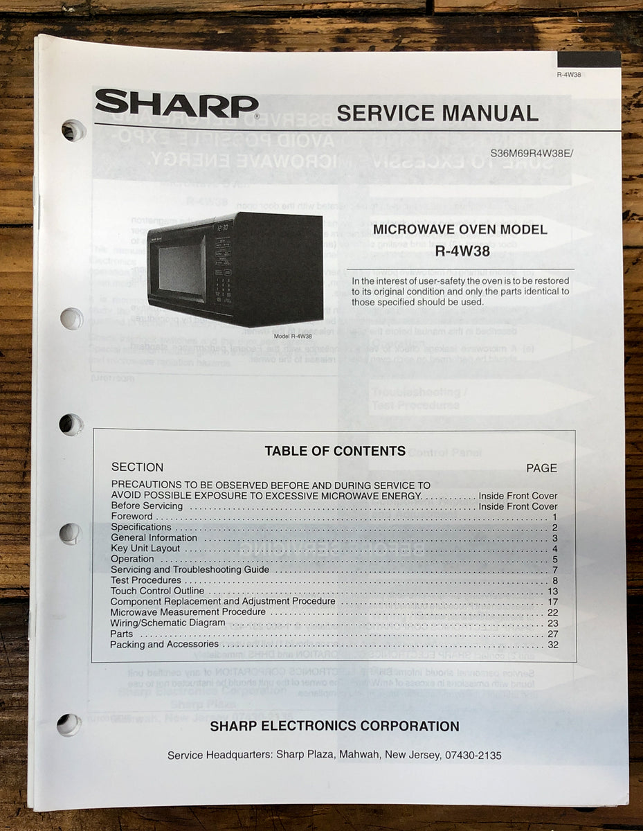 Microwave Service Manual *Original* – Vintage Audio Store - Vintage ...