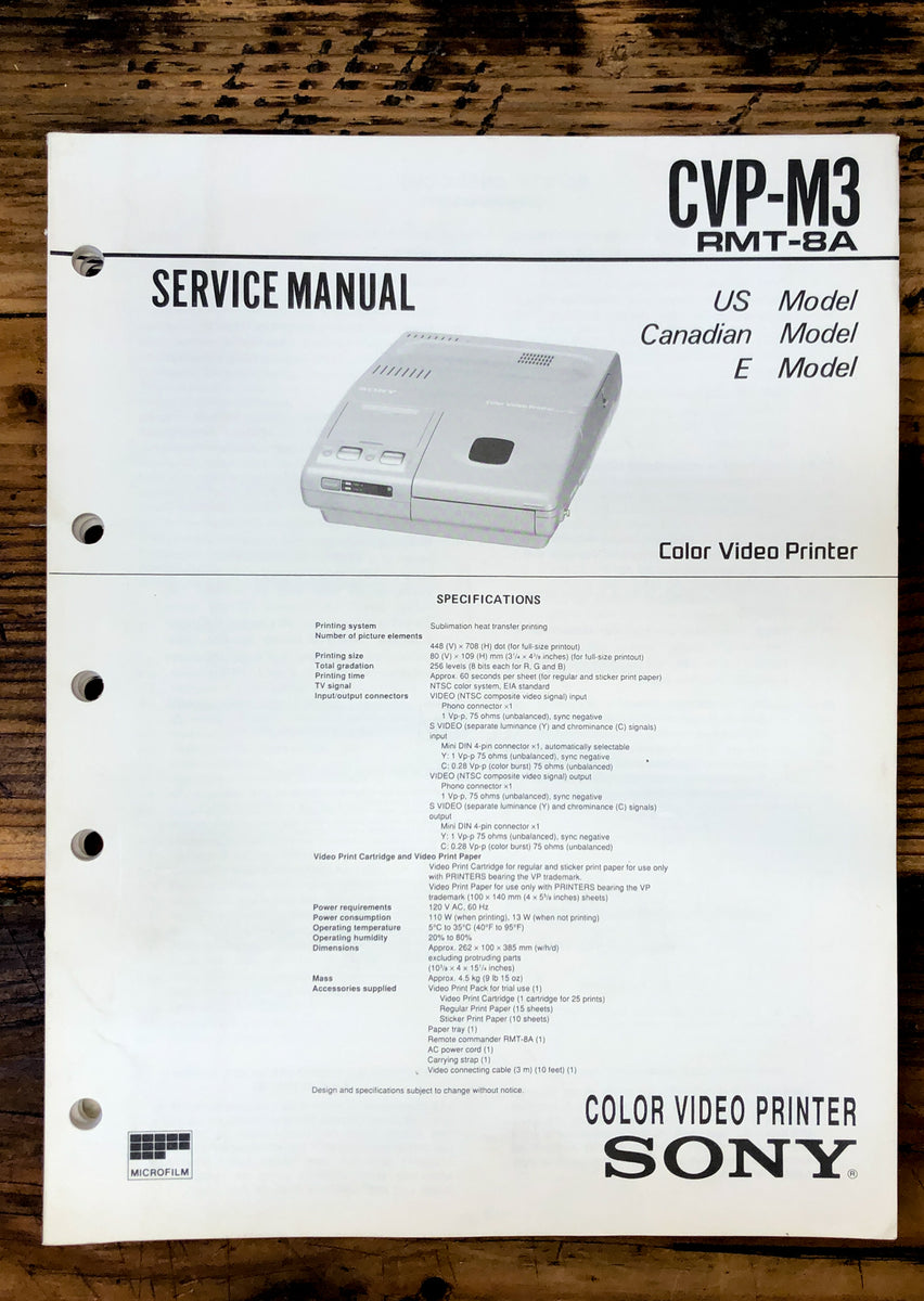 Video Printer Service Manual *Original* – Vintage Audio Store - Vintage ...