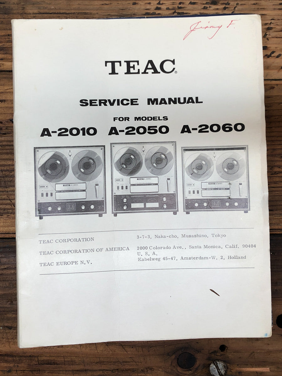 Reel to Reel Service Manual *Original* – Vintage Audio Store - Vintage ...