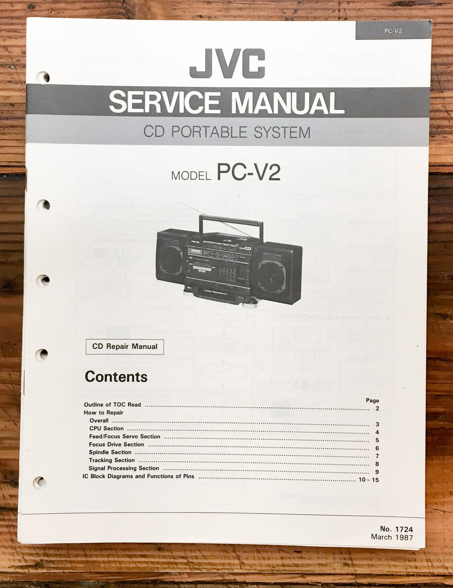 JVC PC-V2 Stereo CD Repair Service Manual *Original* #1 – Vintage Audio ...