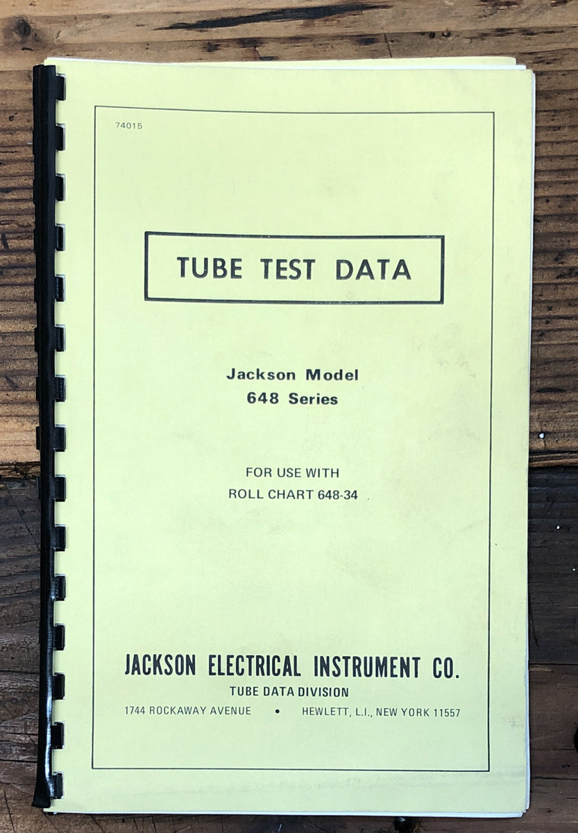 Tube Test Data Owner / User Manual *Original* – Vintage Audio Store ...