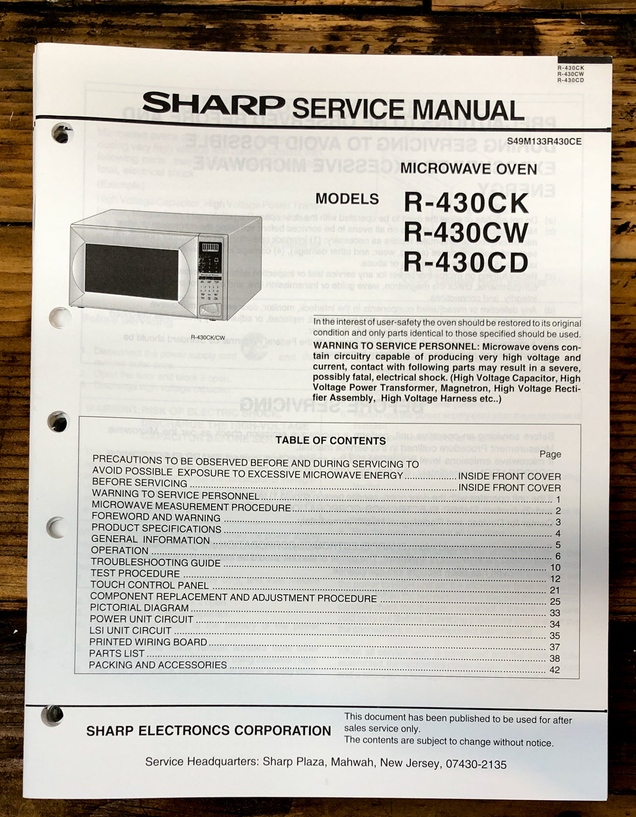 Microwave Service Manual *Original* – Vintage Audio Store - Vintage ...