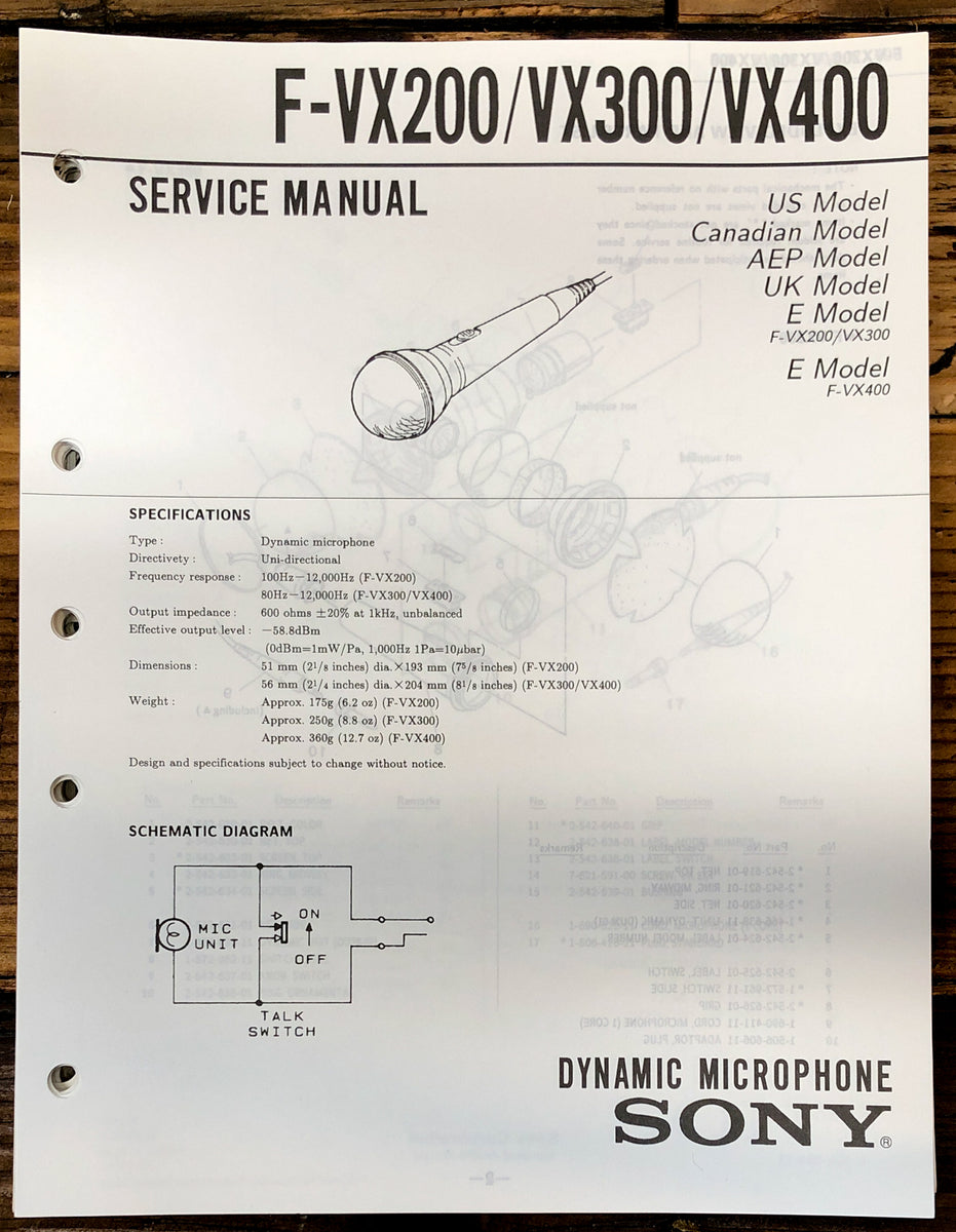 Microphone Service Manual *Original* – Vintage Audio Store - Vintage ...