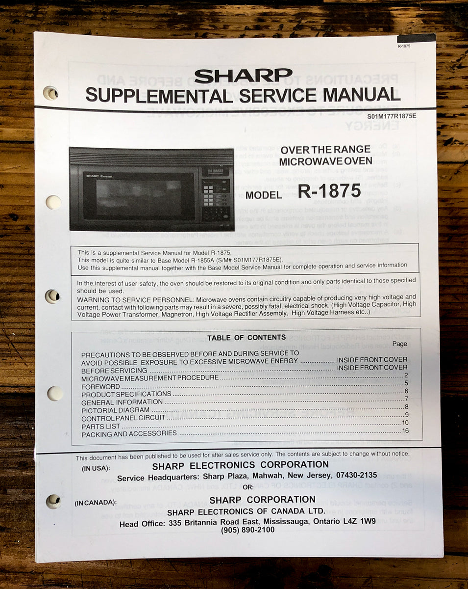 Microwave Service Manual *Original* – Vintage Audio Store - Vintage ...