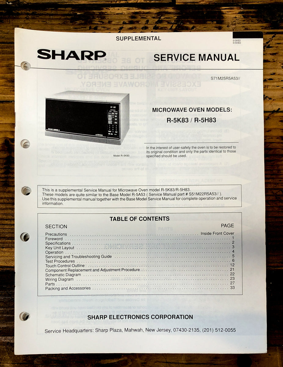 Microwave Service Manual *Original* – Vintage Audio Store - Vintage ...