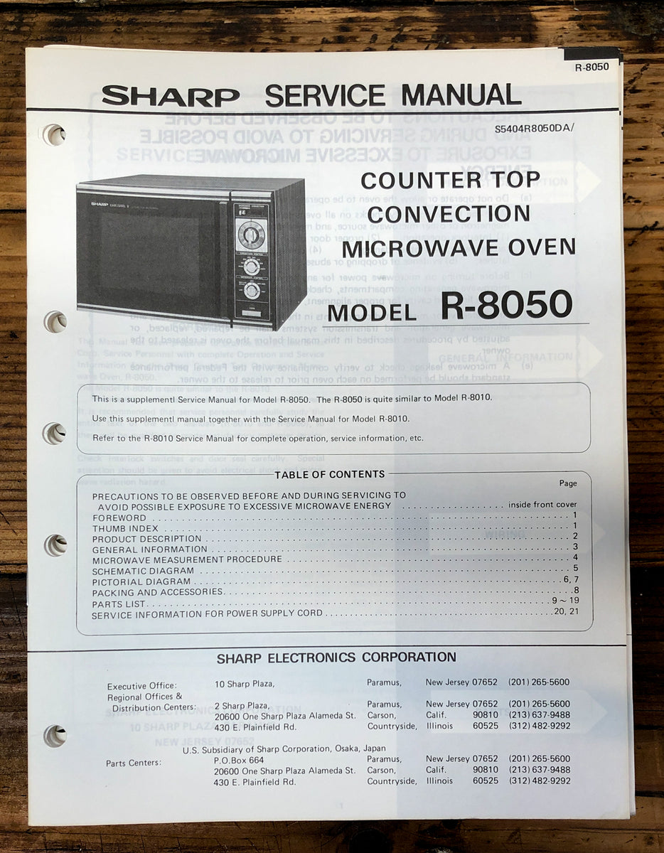 Microwave Service Manual *Original* – Vintage Audio Store - Vintage ...