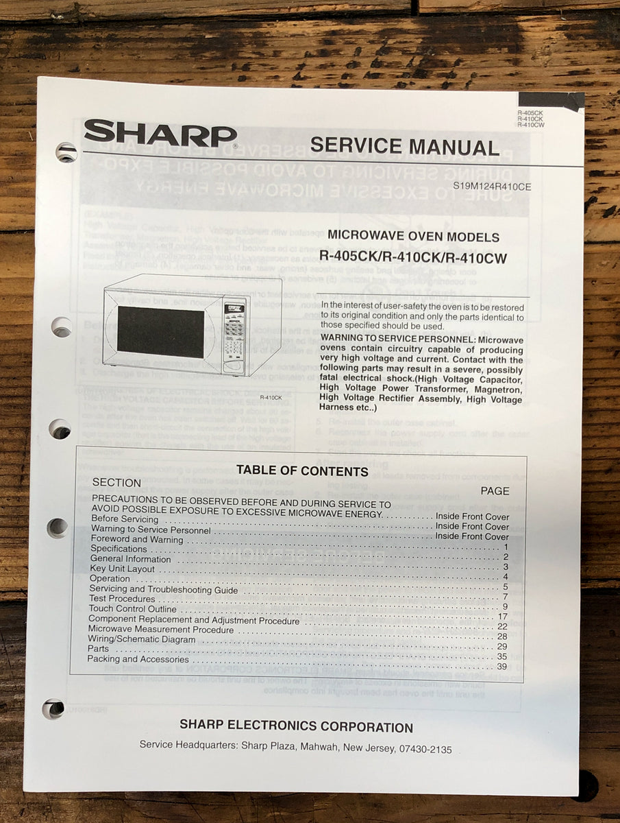 Microwave Service Manual *Original* – Vintage Audio Store - Vintage ...