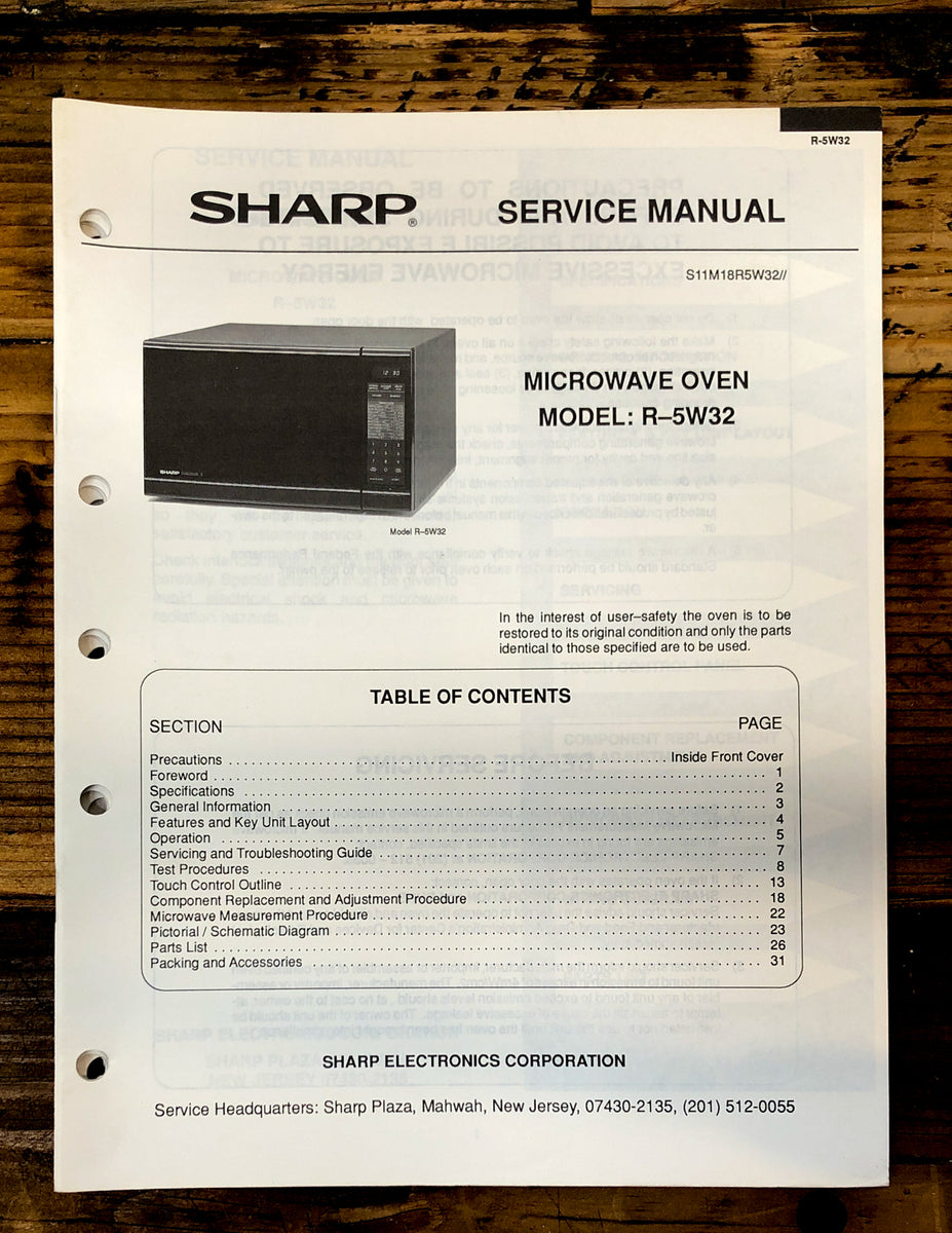 Microwave Service Manual *Original* – Vintage Audio Store - Vintage ...