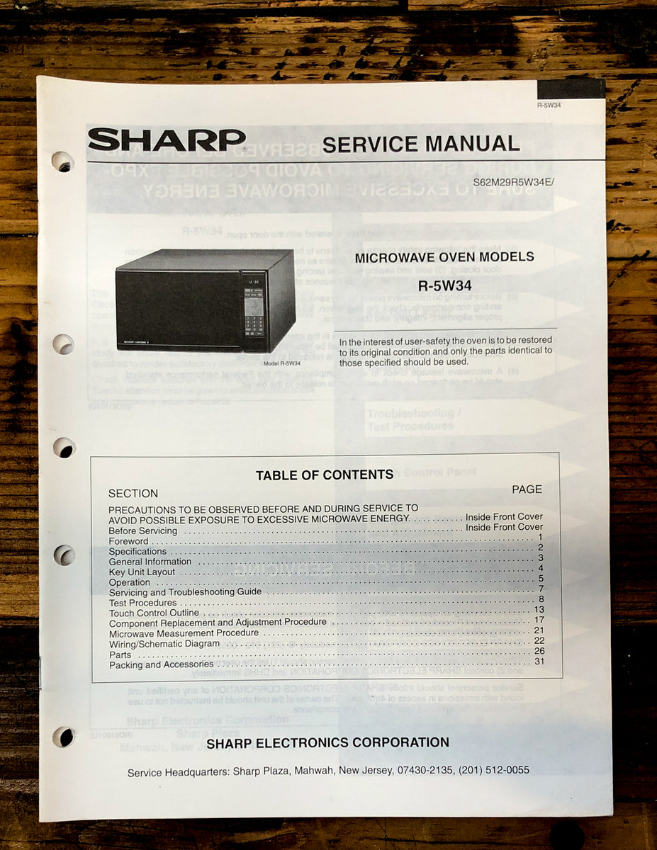 Microwave Service Manual *Original* – Vintage Audio Store - Vintage ...