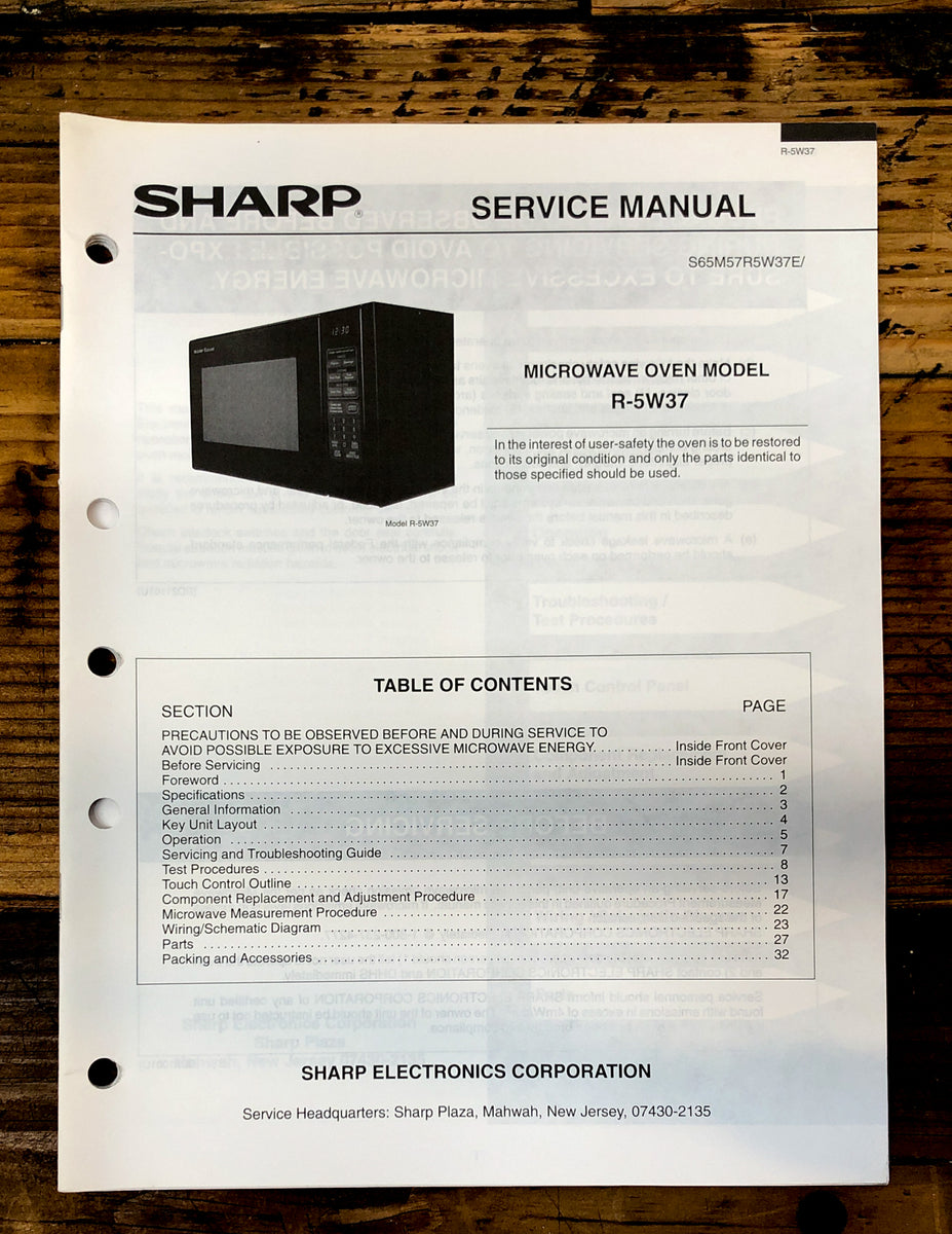 Microwave Service Manual *Original* – Vintage Audio Store - Vintage ...