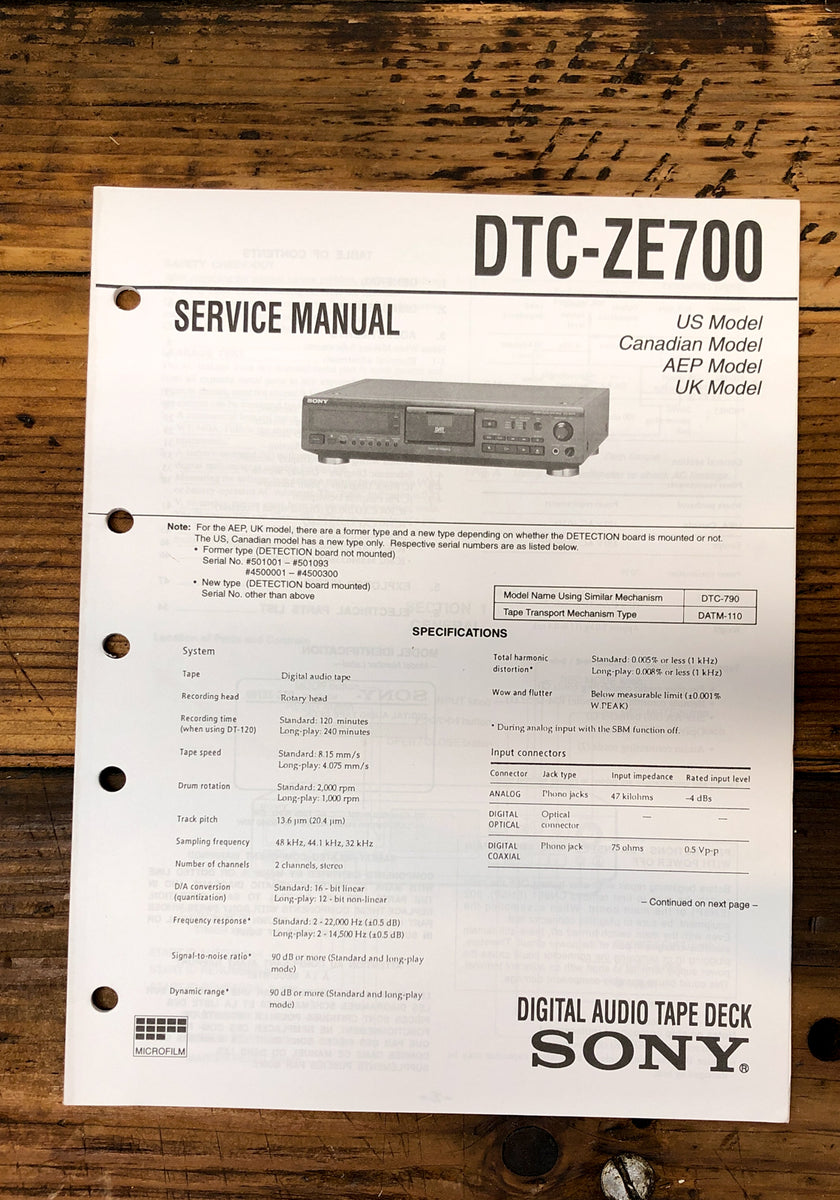 DAT Deck Service Manual *Original* – Vintage Audio Store - Vintage ...