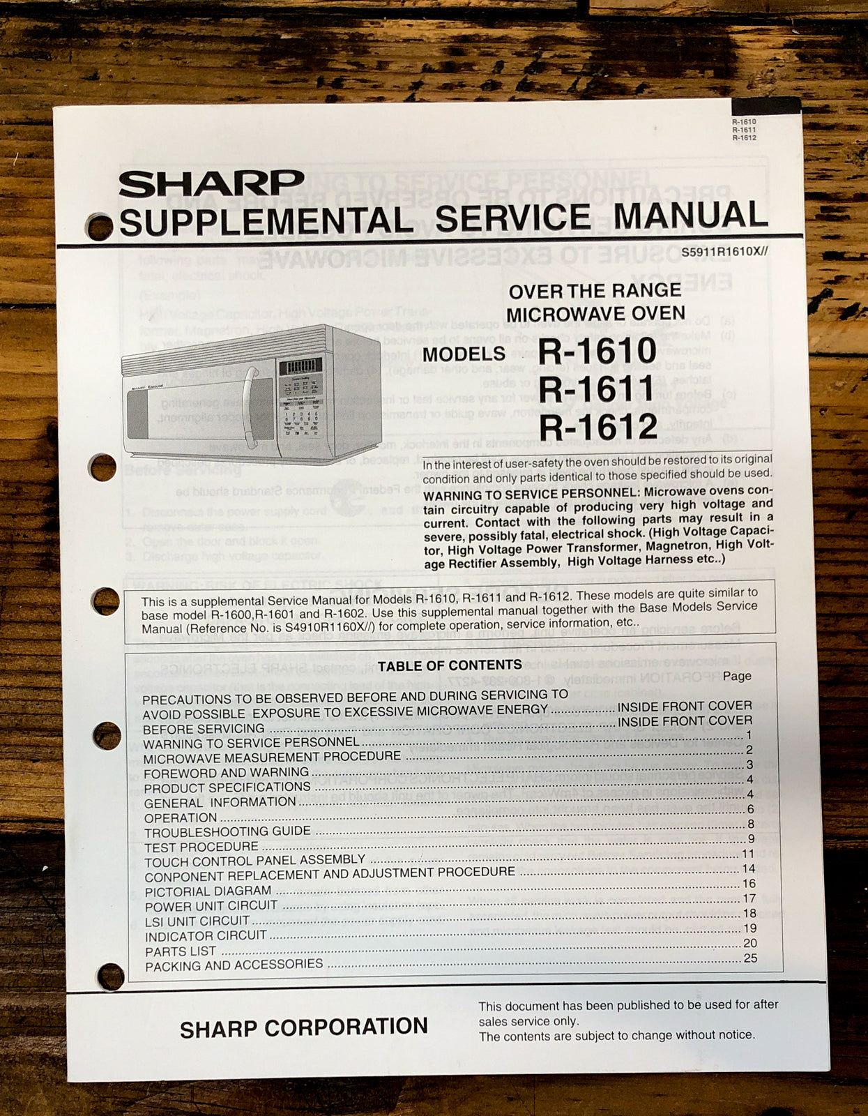 Microwave Service Manual *Original* – Vintage Audio Store - Vintage ...