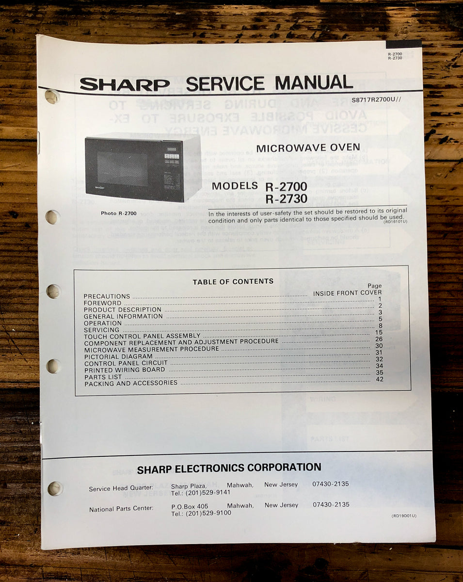 Microwave Service Manual *Original* – Vintage Audio Store - Vintage ...