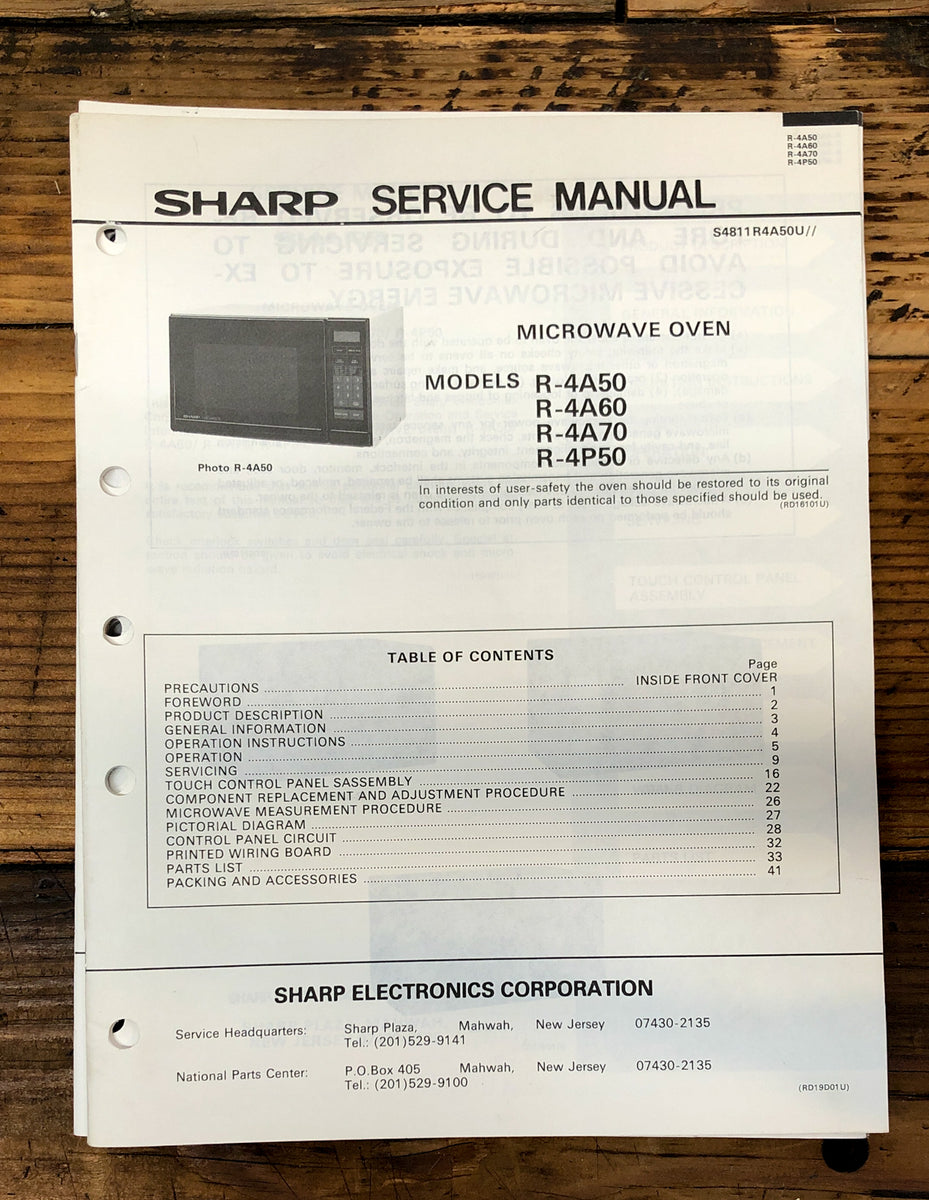 Microwave Service Manual *Original* – Vintage Audio Store - Vintage ...