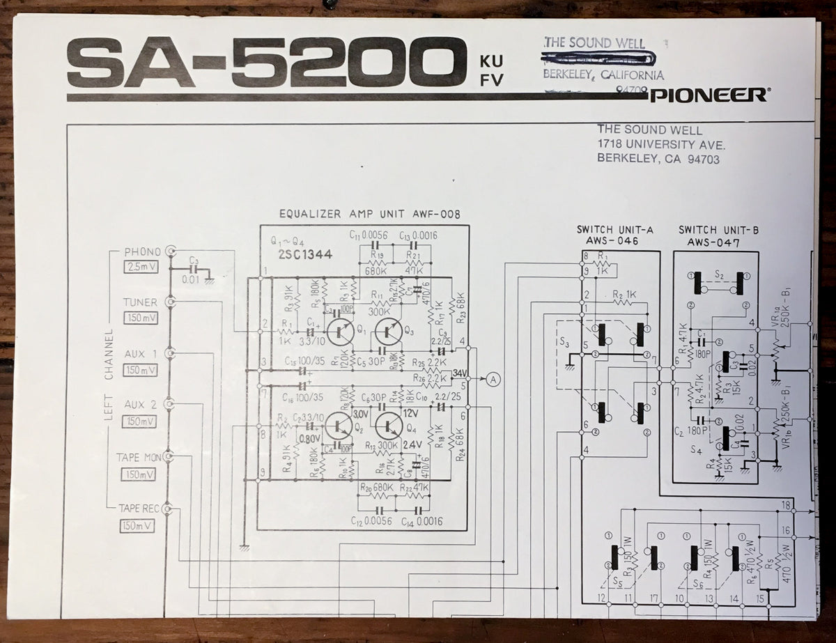 Amplifier Large Fold Out Schematic *Original* – Vintage Audio Store ...