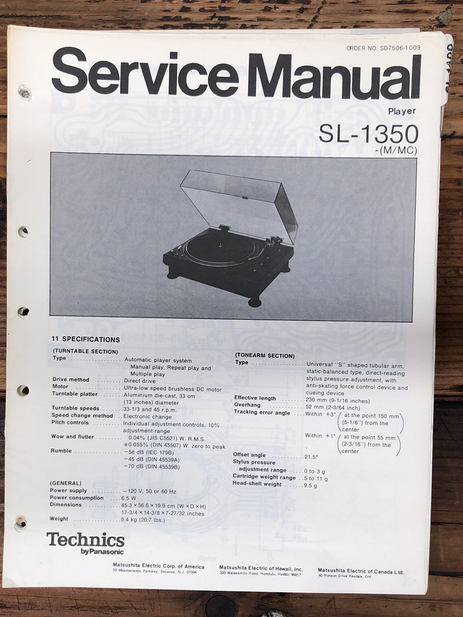 Record Player / Turntable Service Manual *Original* – Vintage Audio ...