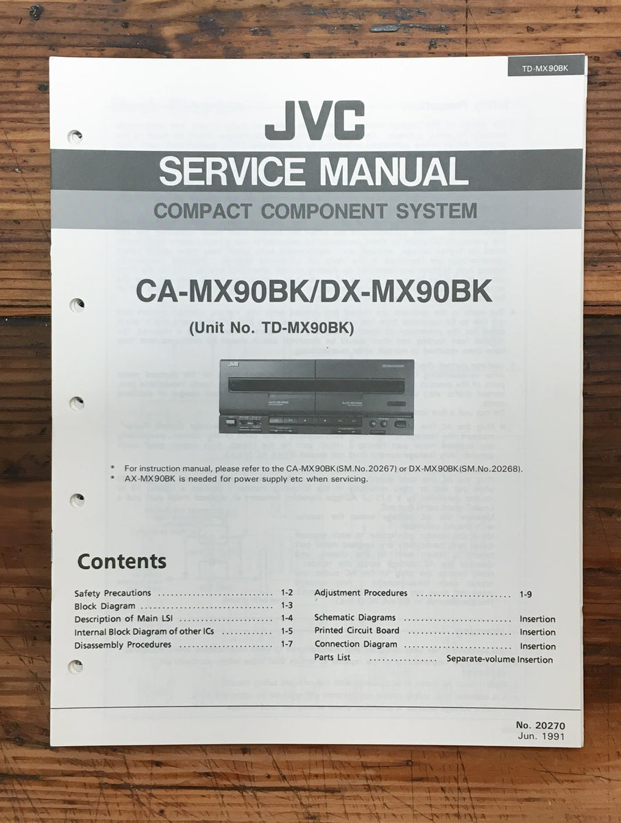 JVC TD-MX90 BK Stereo Service Manual *Original* – Vintage Audio Store ...