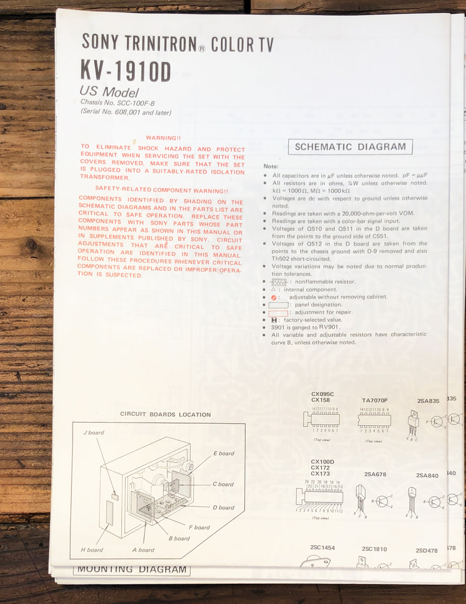 TV Fold Out Schematic *Original* – Vintage Audio Store - Vintage ...