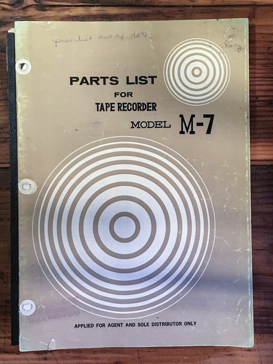 Tape Recorder Parts List Manual *Original* – Vintage Audio Store ...