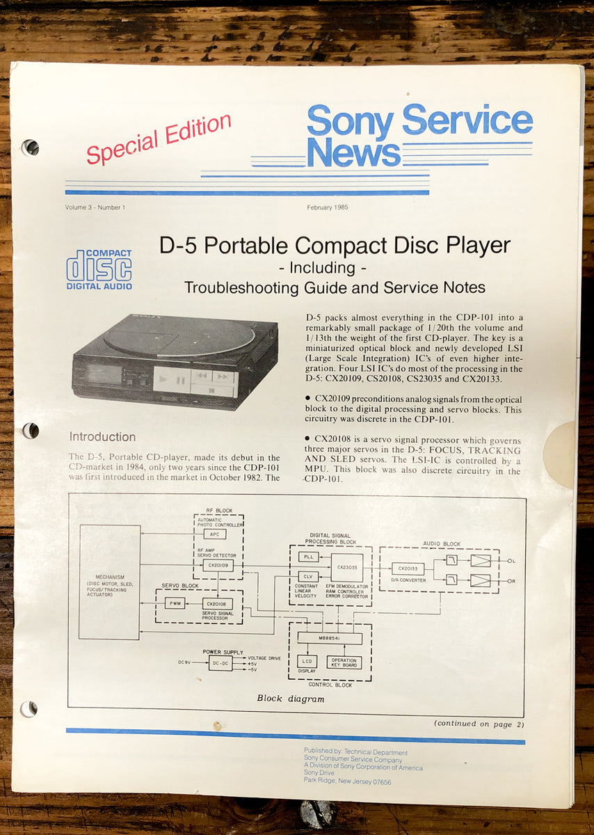CD Player / Discman Sony Service News *Original* – Vintage Audio Store ...