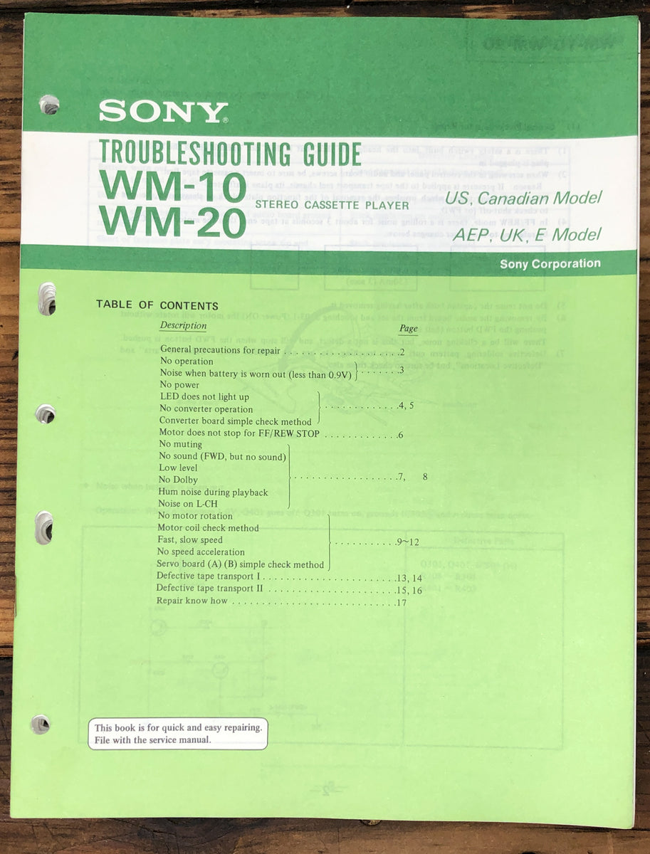 Radio Cassette Troubleshooting Guide Manual *Original* – Vintage Audio ...